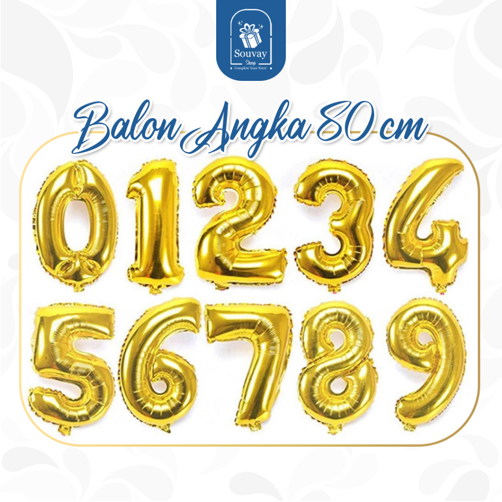 Jual 1PCS - BALON ANGKA GOLD 80CM - Balon Angka Jumbo Balon Karakter ...