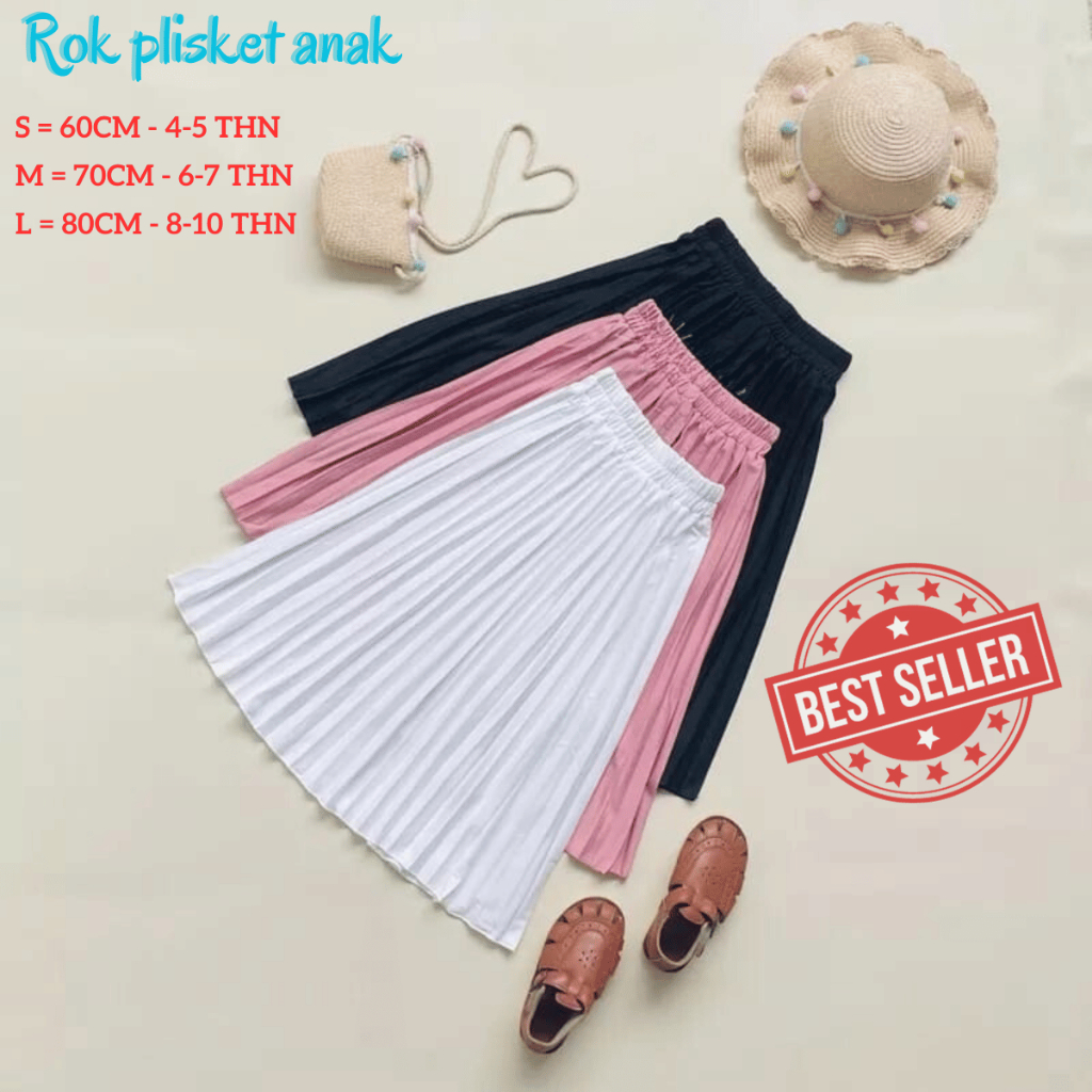 Jual ROK PLISKET POMPOM ANAK USIA 4-13 TAHUN / ROK PLISKET ANAK / ROK POMPOM / ROK ANAK ...