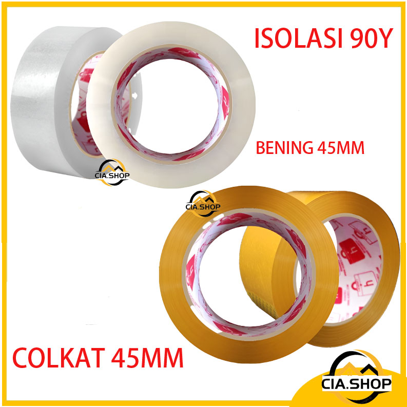 Jual Lakban Bening 90Yard Isolasi selotip clear tape 45MM Daya Lengket kuat lakban coklat ...