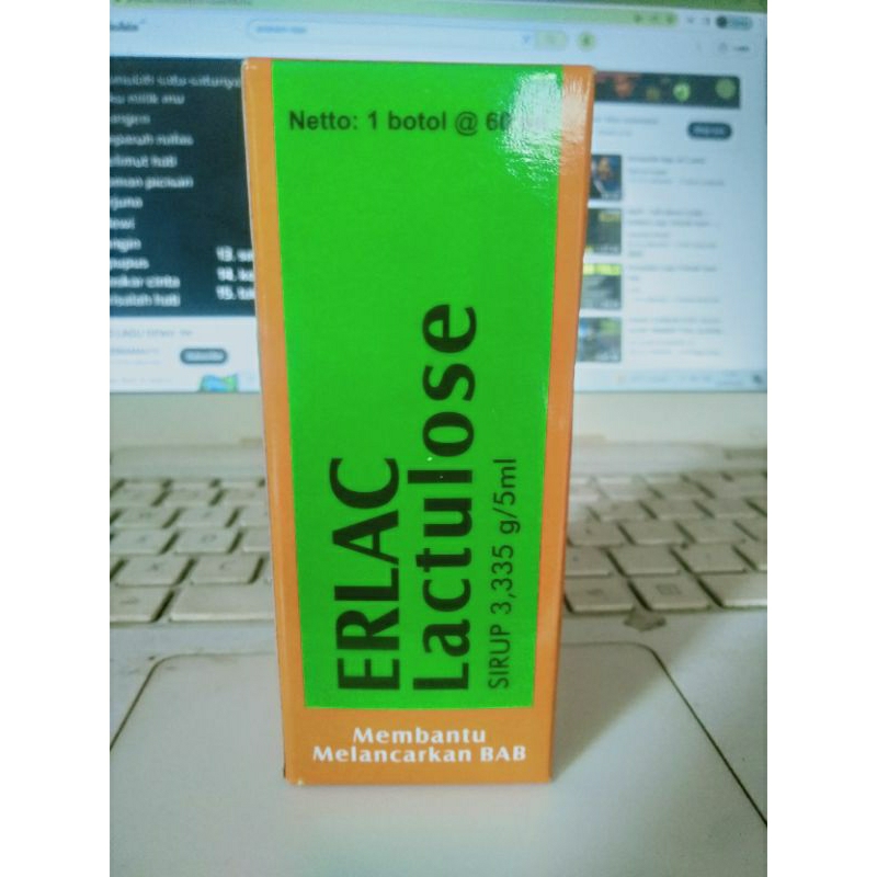 Jual ERLAC Lactulose sirup 60ml - melancarkan buang air besar dan sembelit | Shopee Indonesia