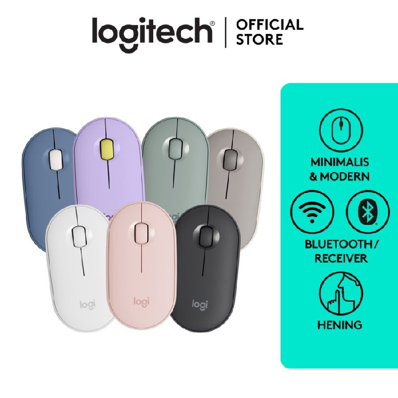 Jual LOGITECH M350 PEBBLE MOUSE WIRELESS BLUETOOTH SLIM SILENT CLICK ...