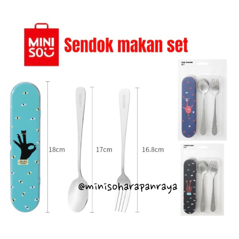 Jual MINISO sendok makan set stainles steel free box | Shopee Indonesia