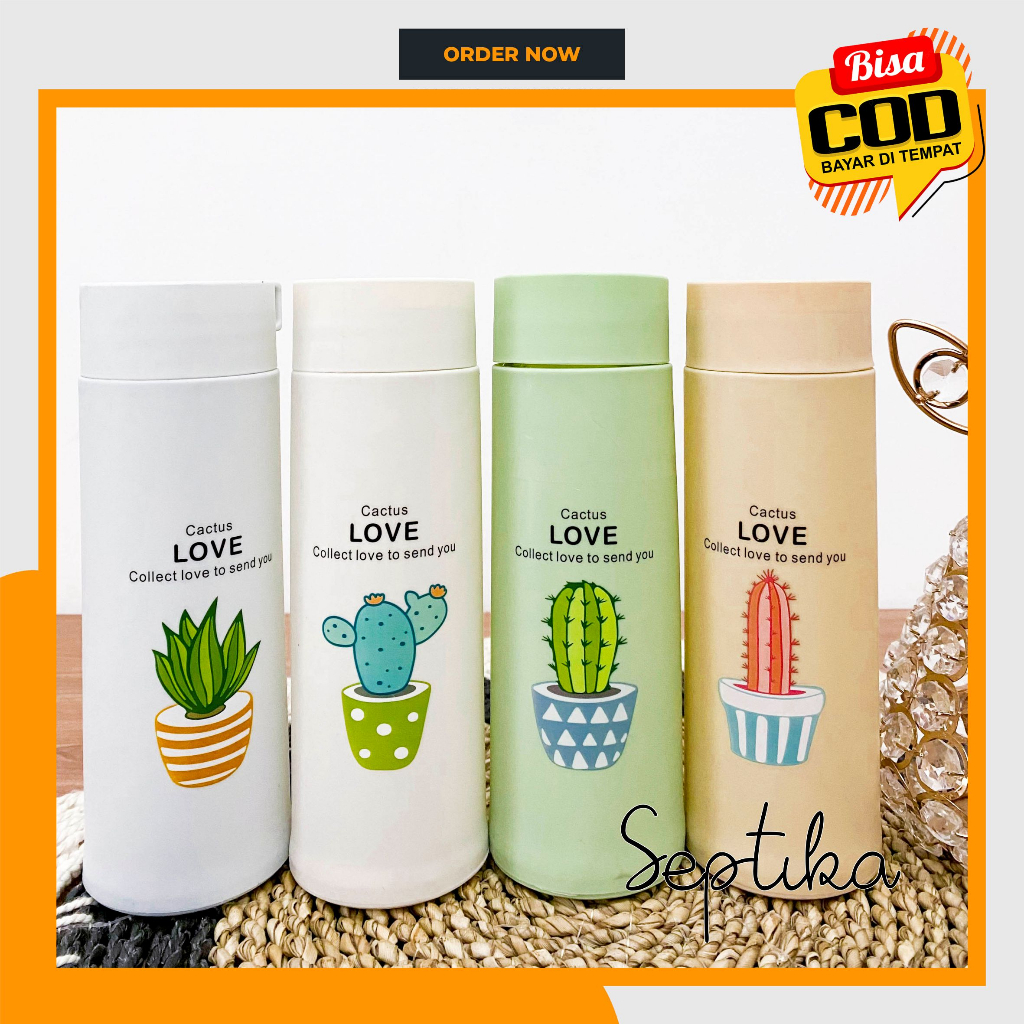 Jual Botol Kaca Kaktus Tanpa Box Bottle Tumbler Glass Termos Air Panas ...