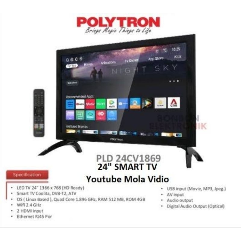 Jual SMART TV POLYTRON 24 INCH SMART TV 24 INCH POLYTRON GARANSI RESMI ...