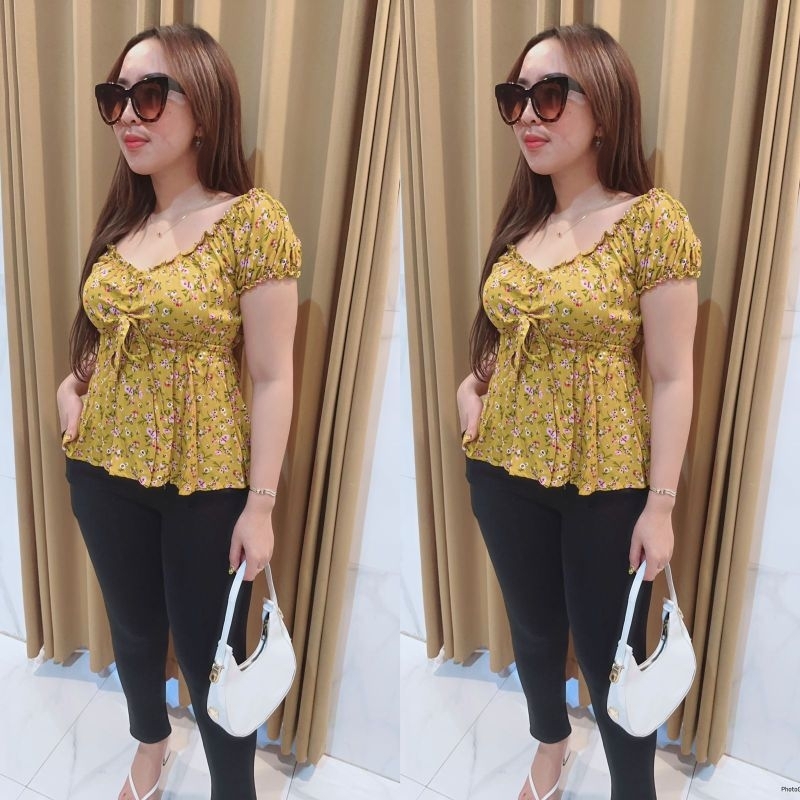 Jual Grosir Natalia | Atasan Aqila Motif Bunga Biasa Bahan Rayon ...