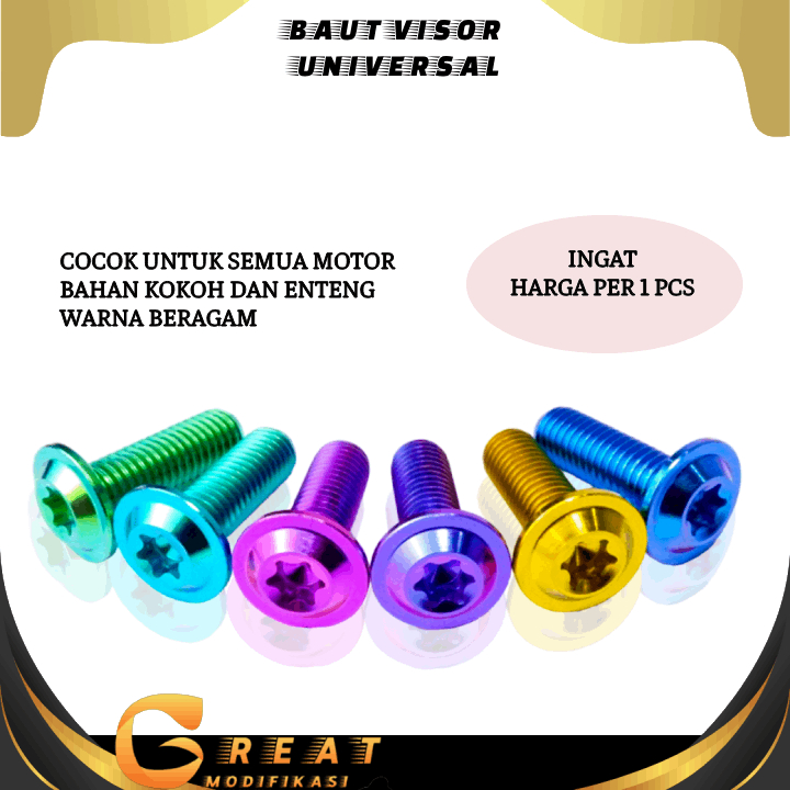 Jual BAUT PROBOLT VISOR BAUT VISOR AEROX SATRIA VIXION NINJA R / RR DLL ...