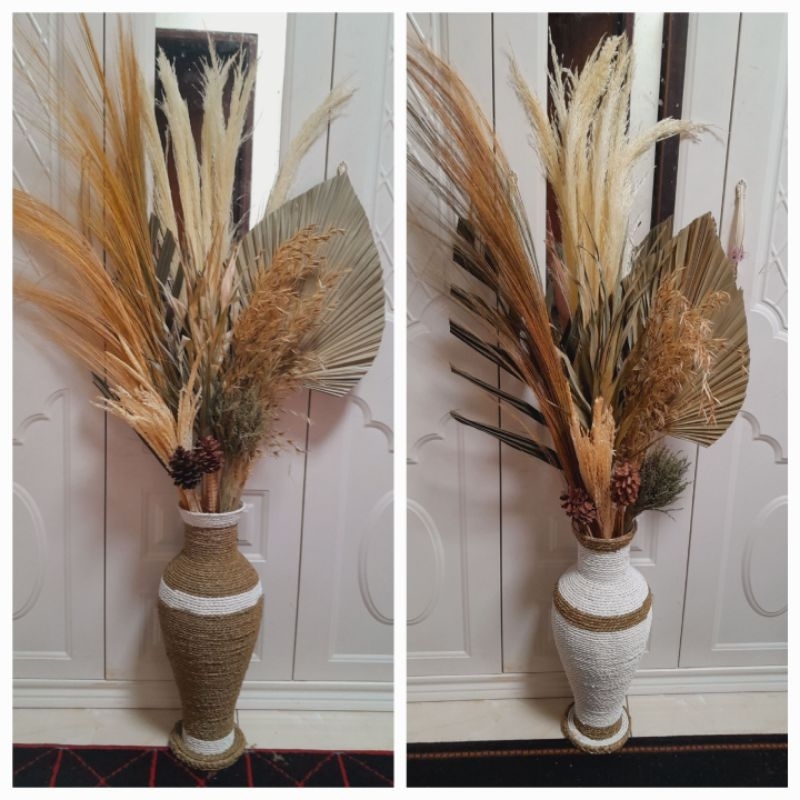 Jual paket lengkap premium set bunga kering dan vas ukuran 50cm ...