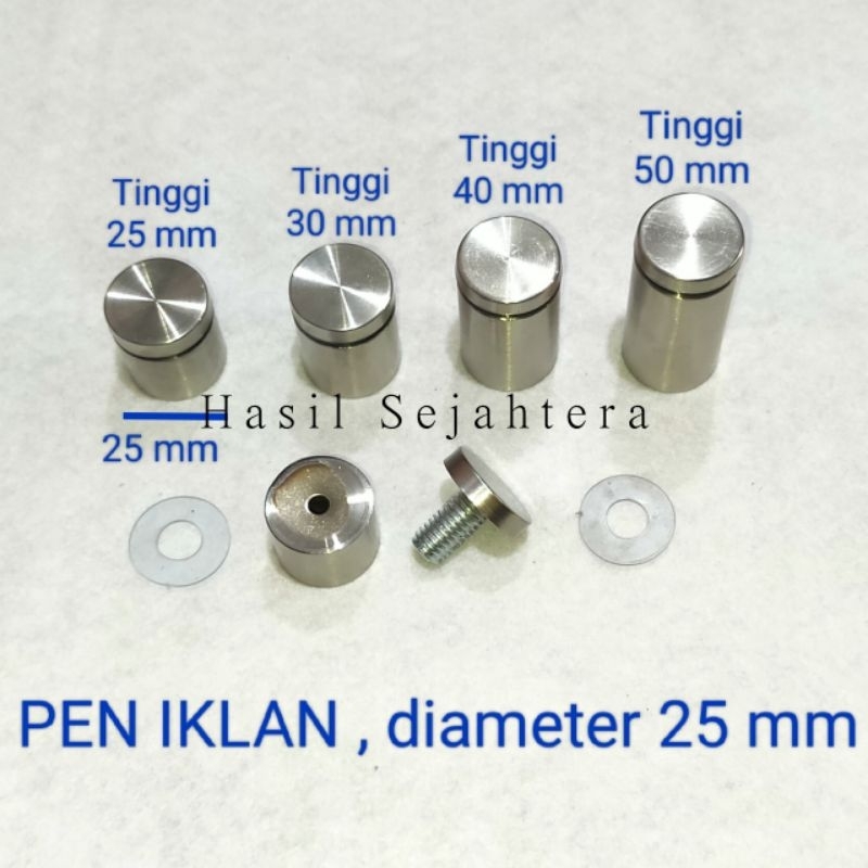 Jual PEN IKLAN Baut Iklan Akrilik Kaca Diameter 25 mm Stainless HUBEN ...