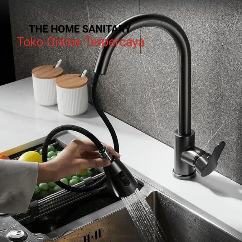 Jual Kran Tarik Panas Dingin BANO Black Kran Mixer Stainless Hitam ...