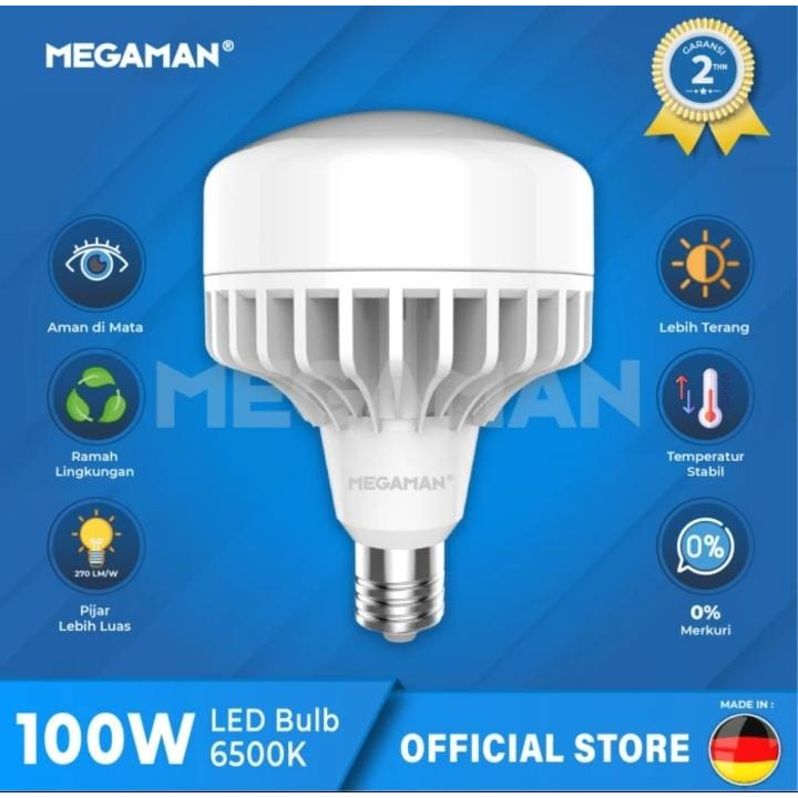 Jual MEGAMAN LAMPU LED T BULB 100W LAMPU LED BULB 100WATT E40 BOHLAM ...