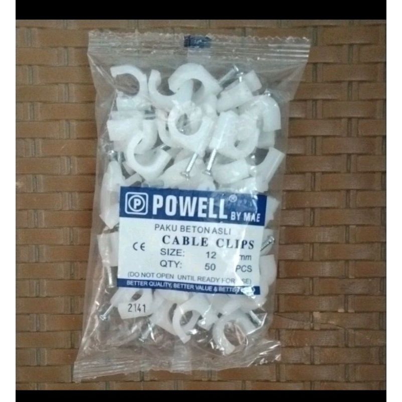 Jual Klem Kabel Powell 12mm Sadel Cekak Klip Paku Beton/Paku Kabel ...
