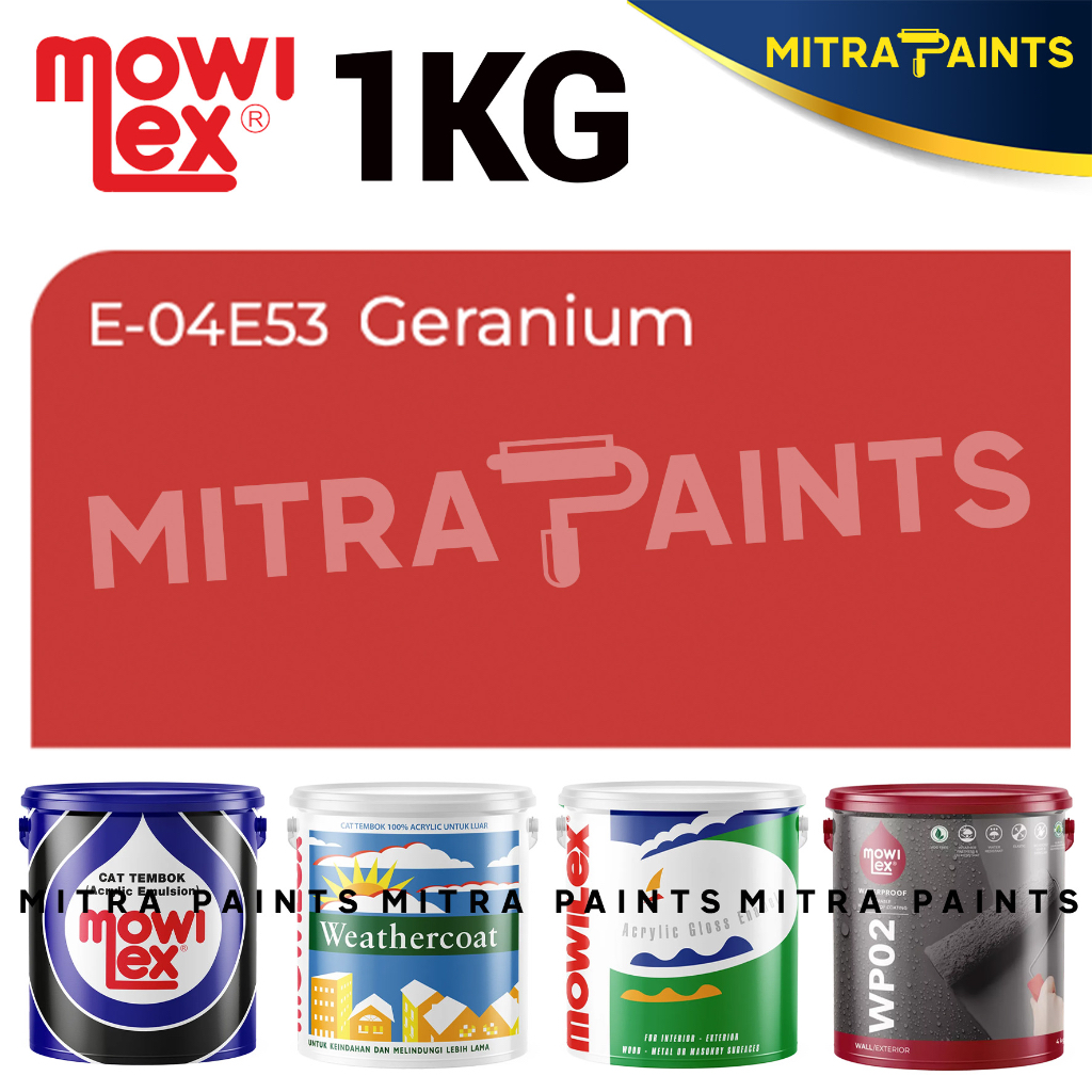 Jual CAT TEMBOK MOWILEX 1 LITER GERANIUM E-04E53 / ACRYLIC WATERPROOF ...