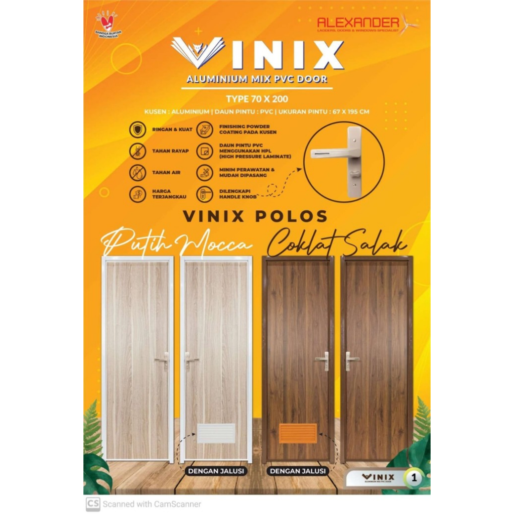 Jual VINIX VNX PINTU JALUSI ALUMUNIUM PVC MOTIF KAYU 70x195 | Shopee ...