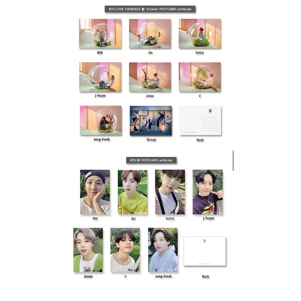 Jual BTS LENTICULAR POSTCARD LOVE YOURSELF & BTS BE POSTCARD PHOTOCARD ...