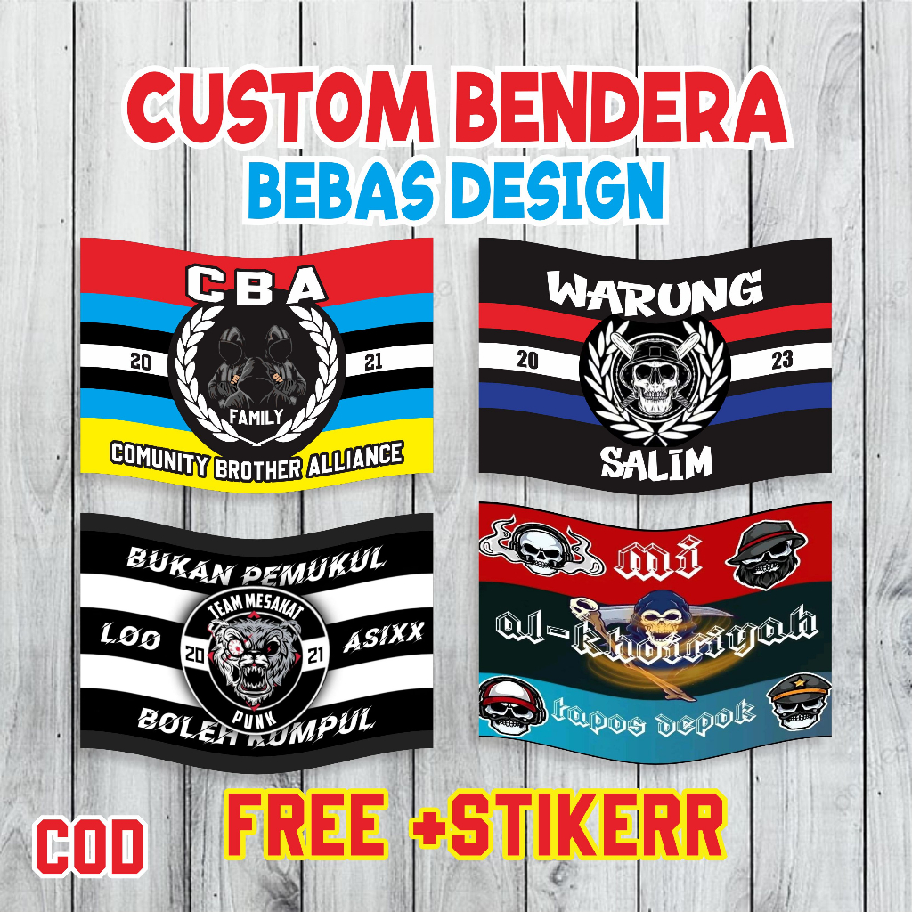 Jual Custom Bendera Printing Bebas Design | Shopee Indonesia