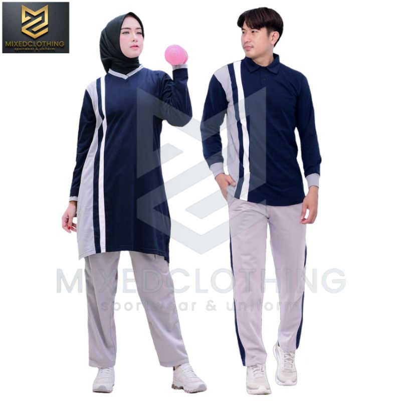Jual 1 set setelan olahraga pria wanita/setelan olahraga couple muslim ...
