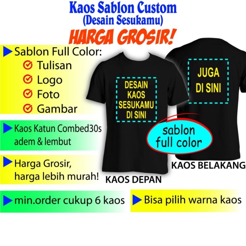 Jual Kaos Sablon Custom (Katun Combed 30s). Kaos Custom. Kaos Gathering ...
