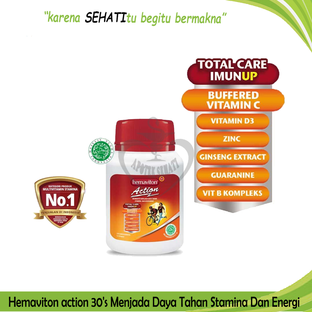 Jual Hemaviton Action Botol 30 Kapsul Suplemen Multivitamin Daya Tahan ...
