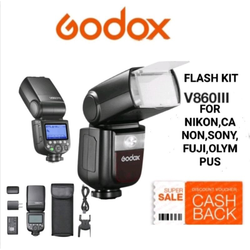 Jual Godox v860 II & v860 lll Flash kit For Sony,Nikon,Canon,Fuji ...