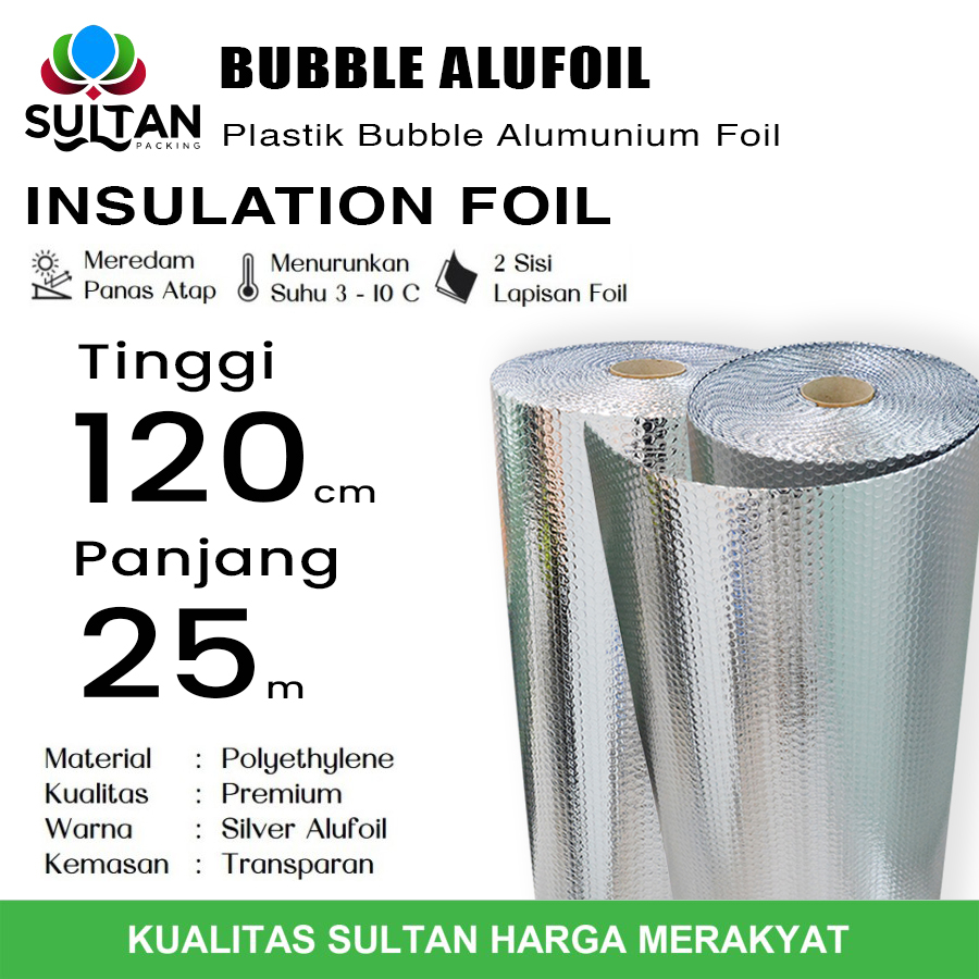 Jual Bubble Alumunium Foil 120cm x 25m Insulation Foil Peredam Panas ...