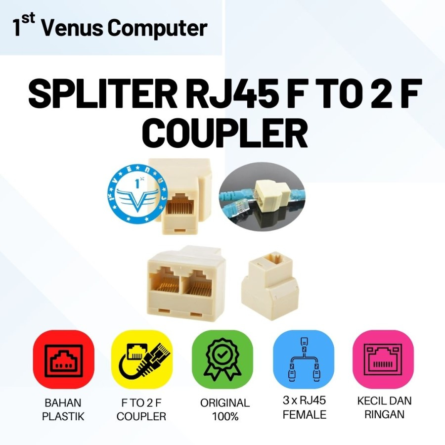 Jual SPLITER RJ45 F TO 2 F COUPLER SANUPRO / SPLITTER RJ45 F TO 2 F ...