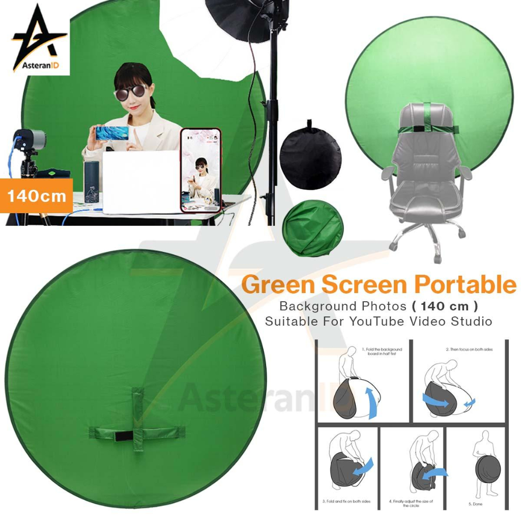 Jual Green Screen Lipat Portable Backdrop ChromaKey Zoom OBS Video Call ...