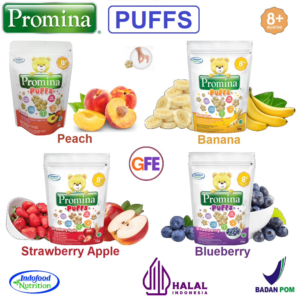 Jual Promina Puffs Puff Snack Bayi Camilan MPASI Bergizi 15 gram ...