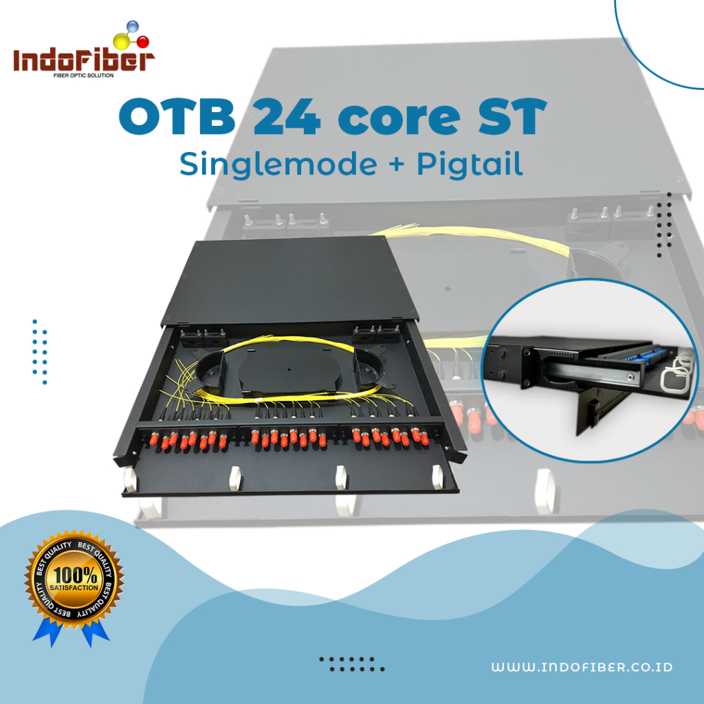 Jual Indofiber OTB 24 core ST Singlemode rackmount sliding rail + Pigtail / OTB 24 port ST ...