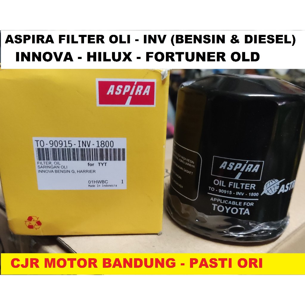 Jual ASPIRA Filter Oli mobil TOYOTA INNOVA FORTUNER HILUX ALPHARD ...