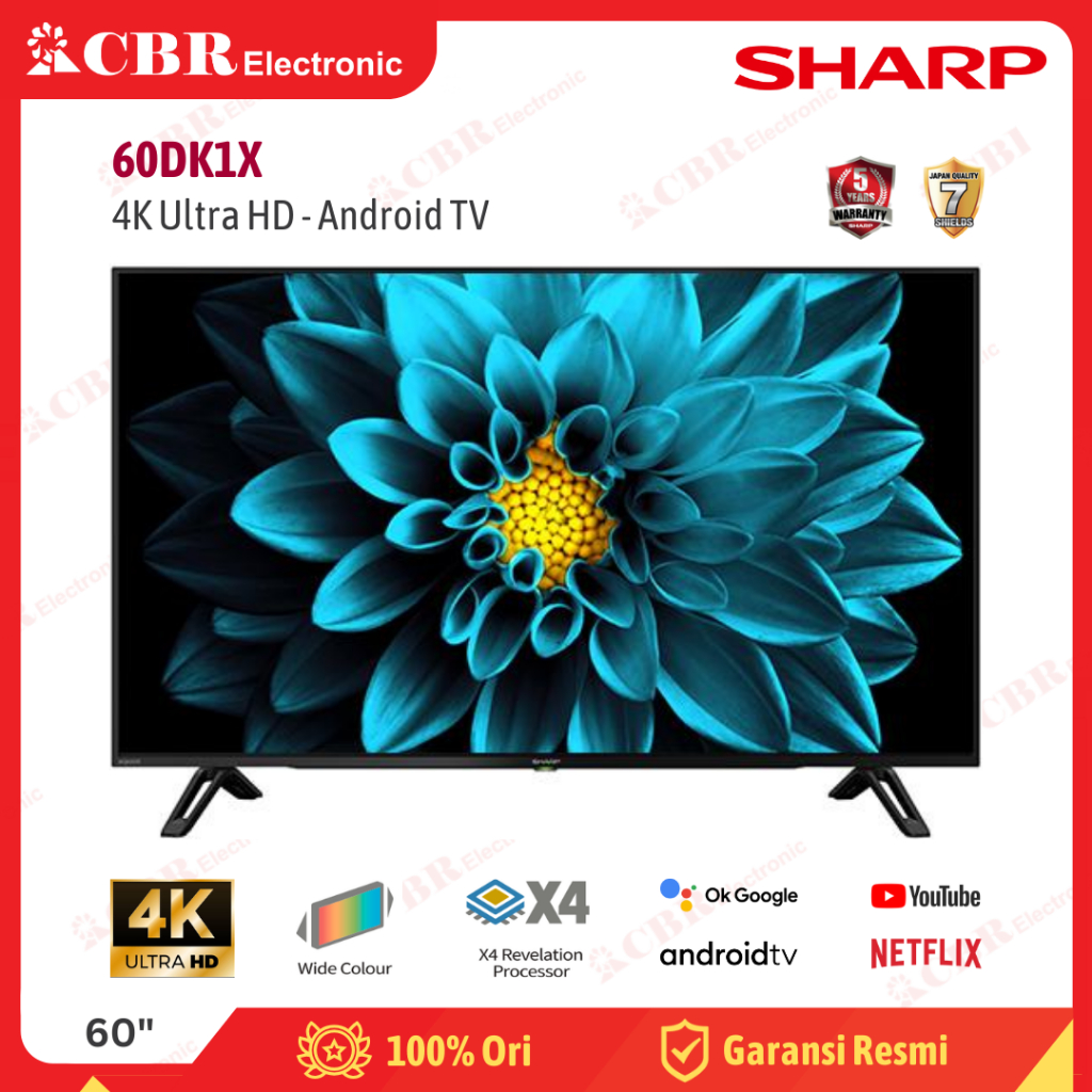 Jual TV SHARP 60 Inch LED 60DK1X (4K UHD-Android TV) | Shopee Indonesia