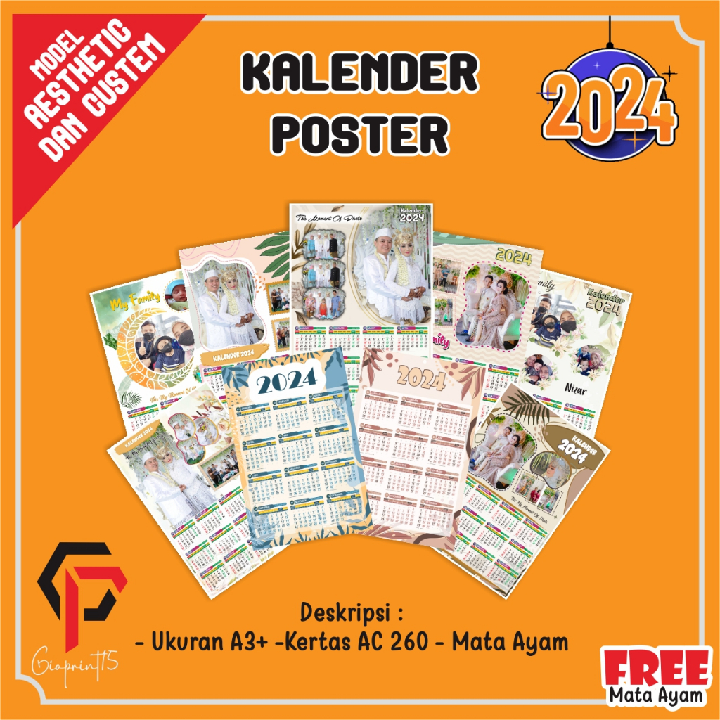 Jual KALENDER 2024 CUSTOM & AESTHETIC ( Free Mata Ayam ) | Shopee Indonesia