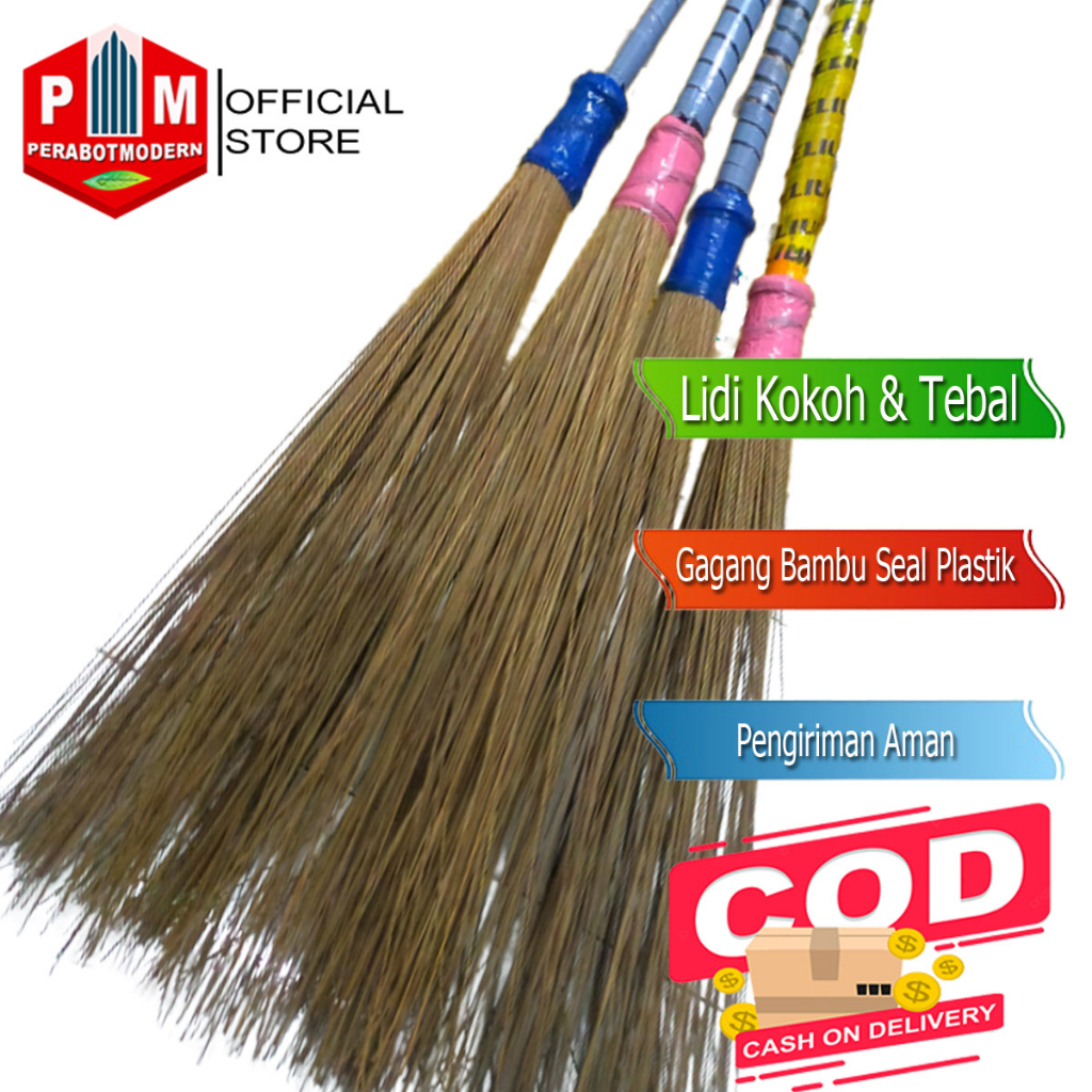 Jual Sapu Lidi Gagang Panjang Halaman/Sapu Lidi Taman Gagang Bambu/Sapu ...