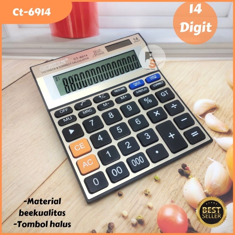 Jual Kalkulator 14 Digit Ukuran Besar Jumbo Tombol Halus Cek Chek Ulang ...