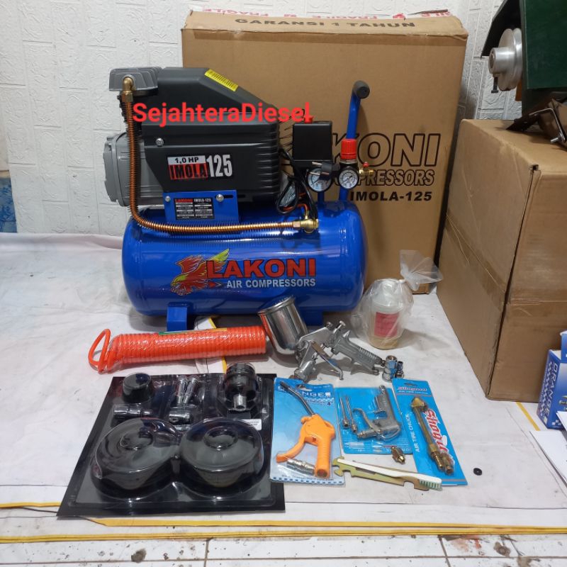 Jual Kompresor Lakoni imola 125+Spraygun f75+Selang 6M+Airduster Pentil | Shopee Indonesia