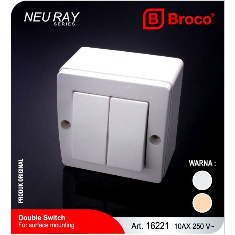 Jual 16221 Broco Neu Ray Saklar Seri Double Switch Opbow OB | Shopee ...