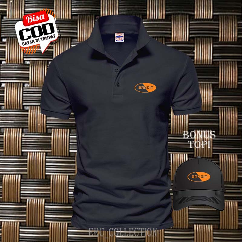 Jual Kaos Polo T-shirt Pria Kaos Kerah Lengan Pendek Bandit Kiri Orange ...
