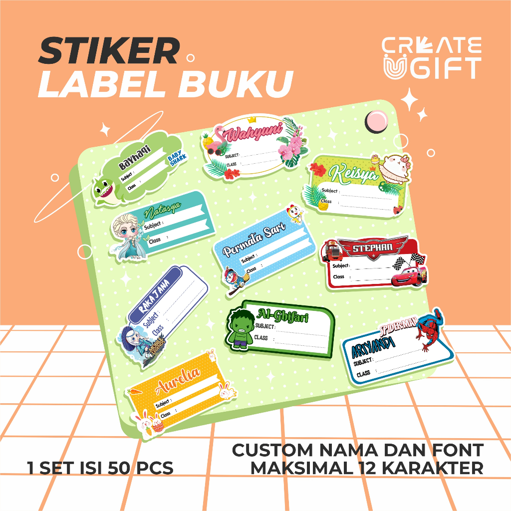 Jual CETAK STIKER LABEL BUKU ANAK CUSTOM | Shopee Indonesia
