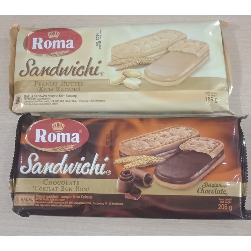 Jual Roma Sandwich Coklat || Roma Sandwich Kacang 189 gram | Shopee ...
