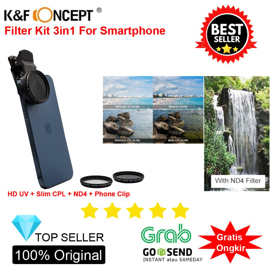 Jual KNF Concept Filter Kit 3in1 - UV + CPL + ND4 - Free Phone Clip ...