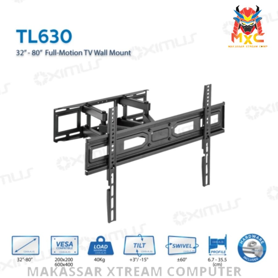 Jual BRACKET MONITOR 32" - 80" OXIMUS TL630 FULL- MOTION TV WALL MOUNT ...