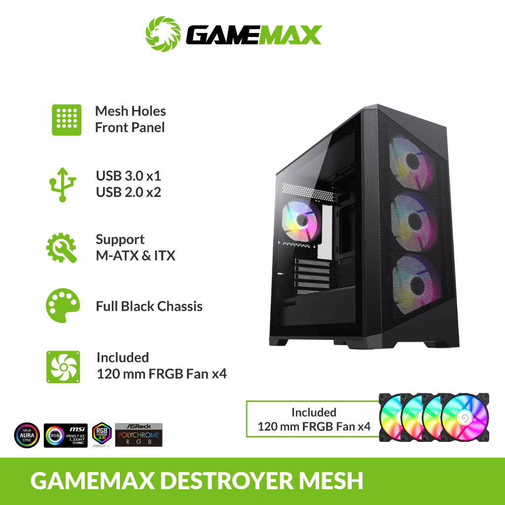 Jual Casing PC GameMax Destroyer Mesh Black Micro ATX | Shopee Indonesia