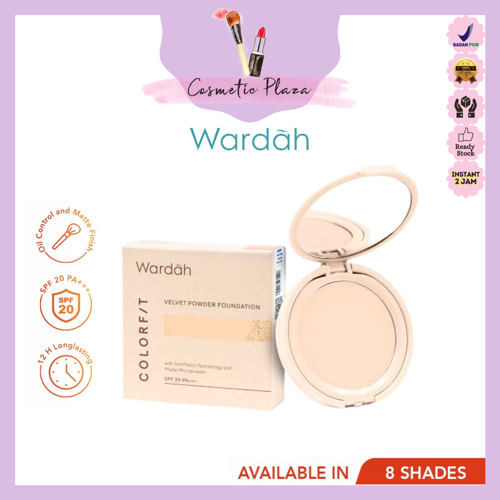 Jual WARDAH Colorfit Velvet Powder Foundation Bedak Matte SPF 20 PA ...