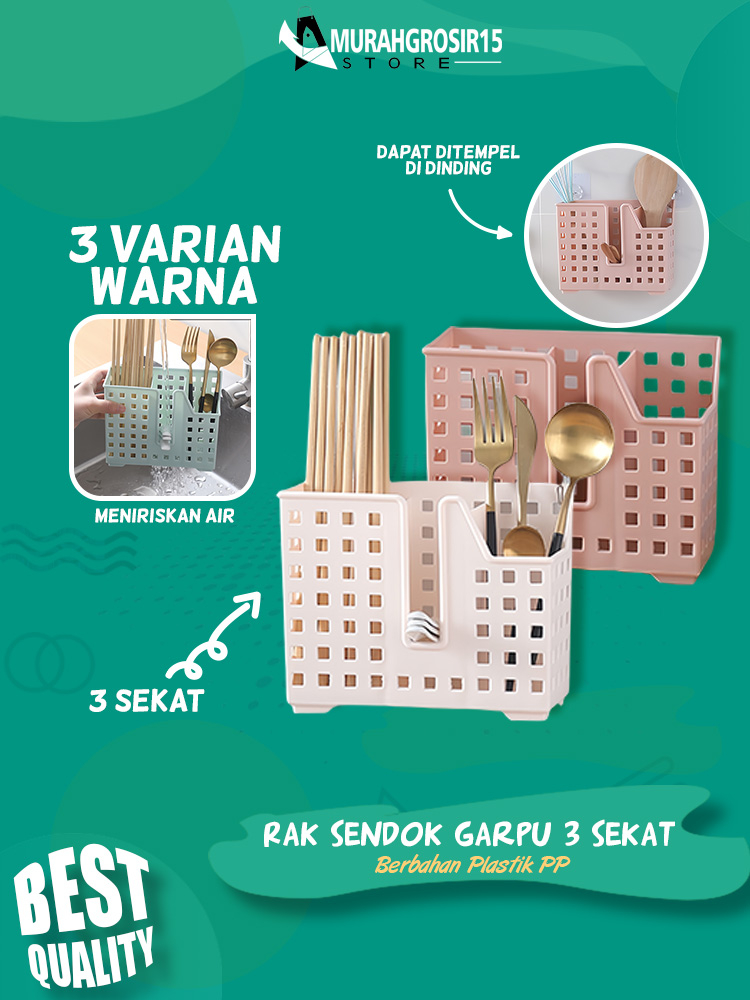 Jual Tempat Wadah Rak Plastik Sendok Garpu 3 Sekat | Shopee Indonesia