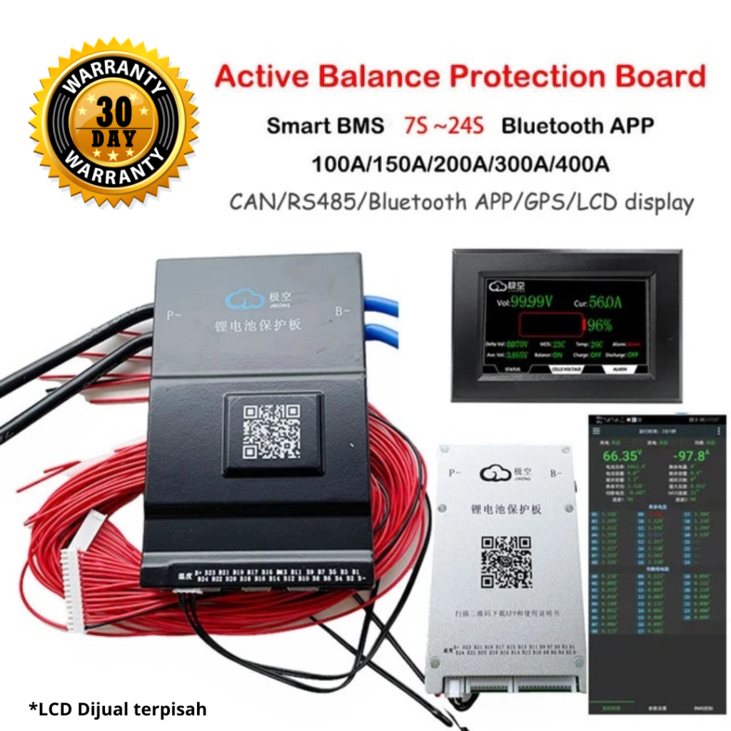 Jual BMS lifepo4 JK Jikong Smart 4-24S 40-200A 0.4-5A Balance Current 4S 8S 13S 14S 16S 17S 20S ...
