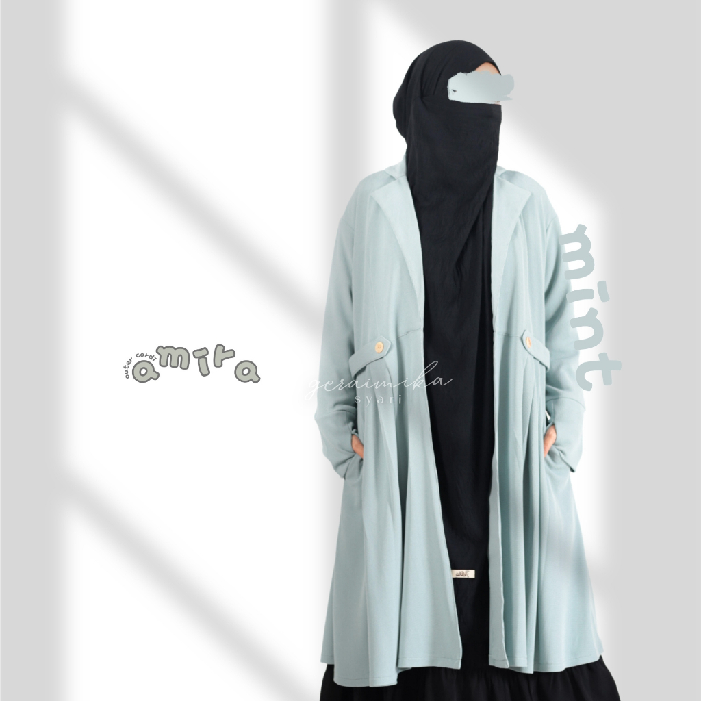 Jual Amira long outer by gerai mika | Long Outer Blazer muslimah ...