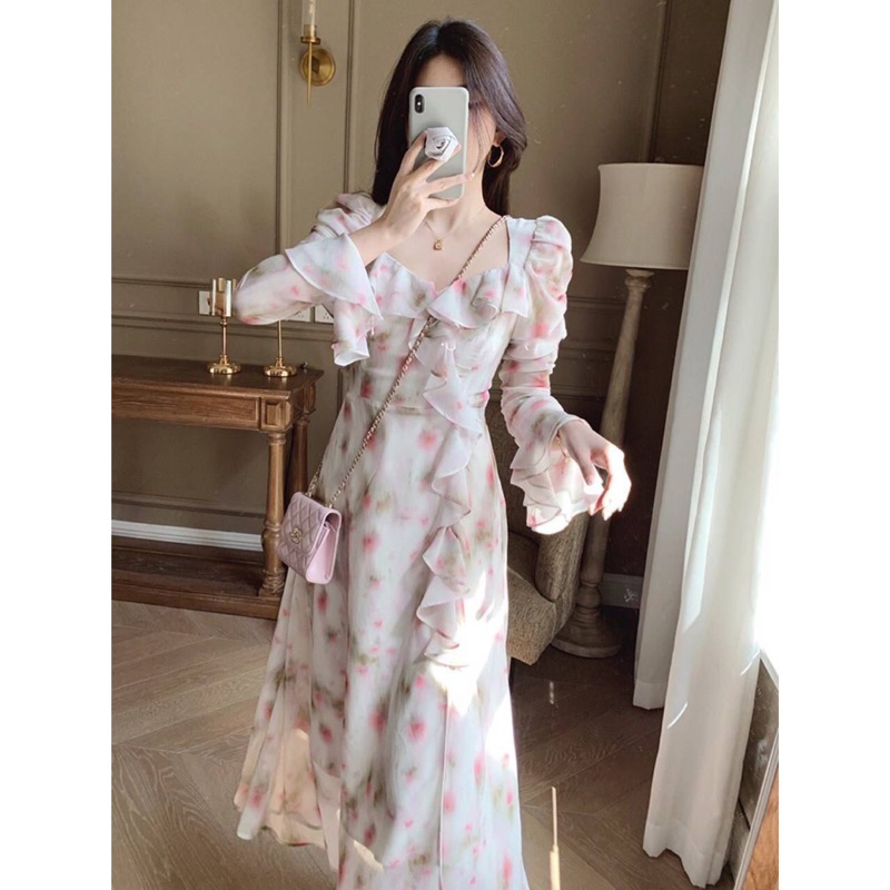 Jual Meiqi Dress Floral Korean Vintage Summer Spring Sweet Street ...