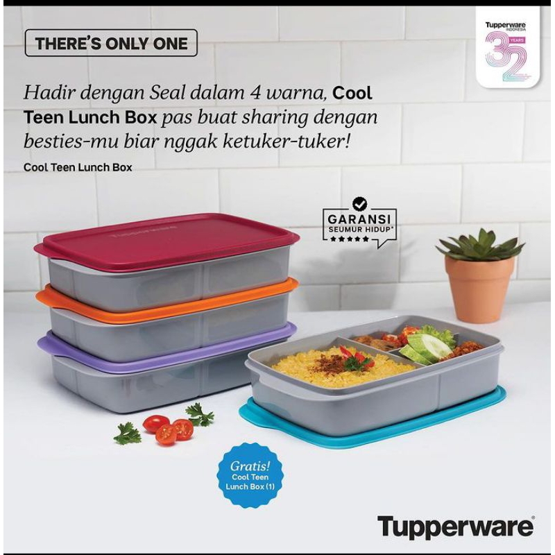 Jual Coolteen lunch box tupperware / kotak makan tupperware | Shopee ...