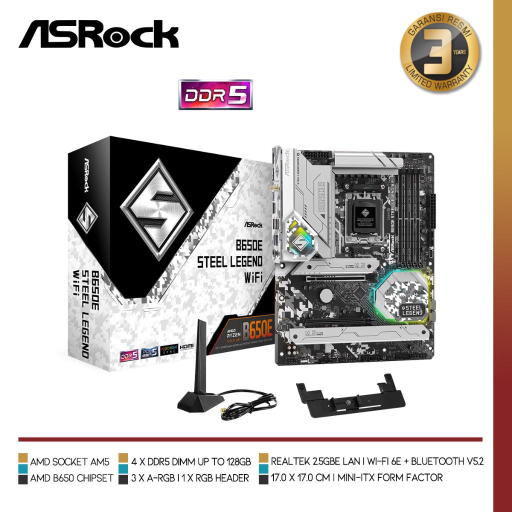 Jual ASROCK B650E Steel Legend WiFi | Motherboard AMD B650 Ryzen AM5 ...