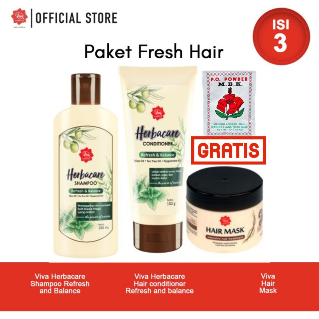 Jual Paket Viva Herbacare Perawatan Rambut Berketombe isi 3 - INTENSE ...