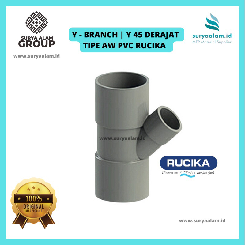 Jual Y - BRANCH | Y 45 DERAJAT AW 2 1/2” X 2” RUCIKA| Y 45 DERAJAT AW 3” X 2” RUCIKA| SAMBUNGAN ...